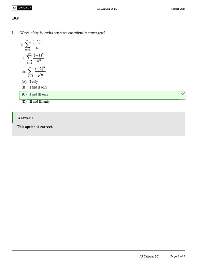10.9 MCQ SG | PDF | Limit (Mathematics) | Real Analysis