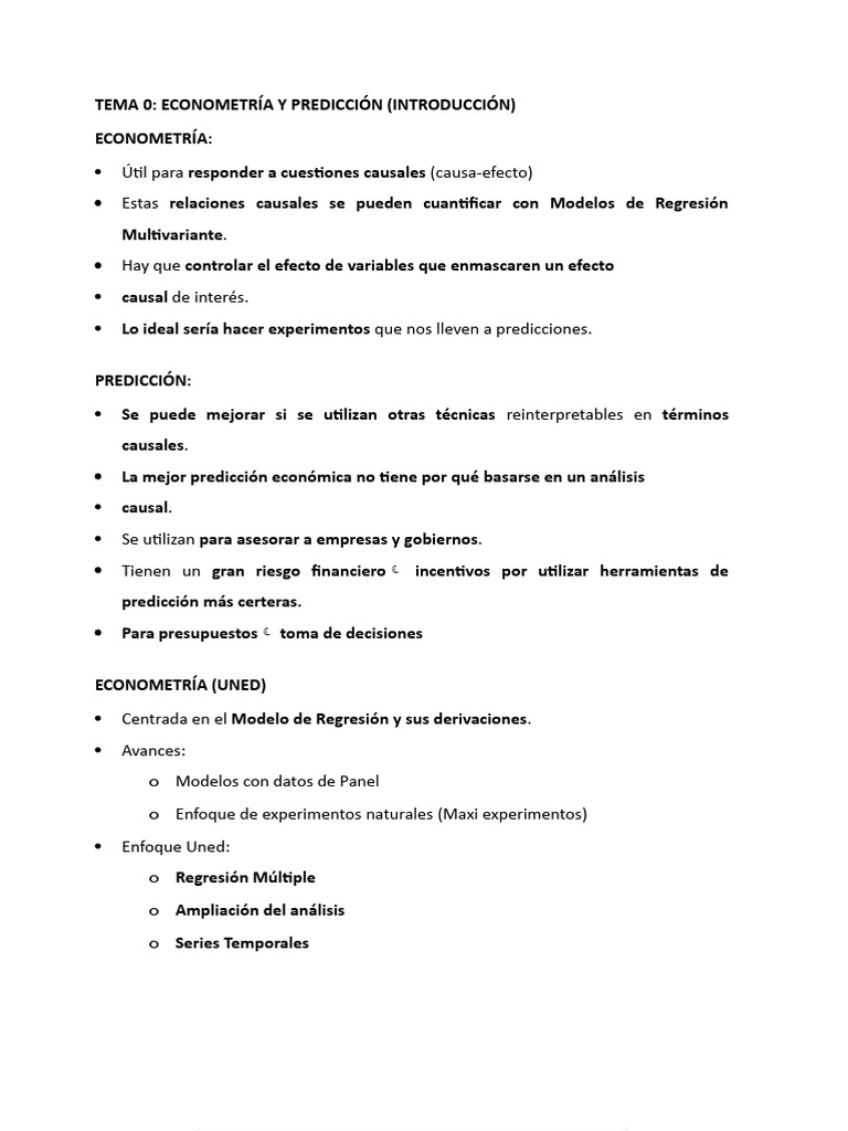 tema-0-introduccion-a-la-econometria | PDF | Mínimos cuadrados ordinarios | Regresión lineal
