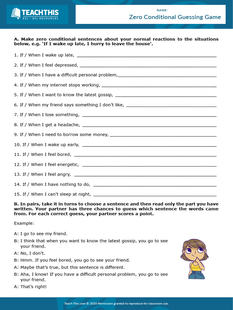 Zero Conditional Guessing Game Activity | PDF