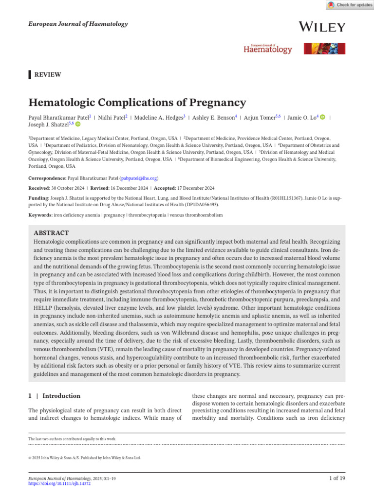 Hematologic Issues in Pregnancy | PDF | Pregnancy | Anemia