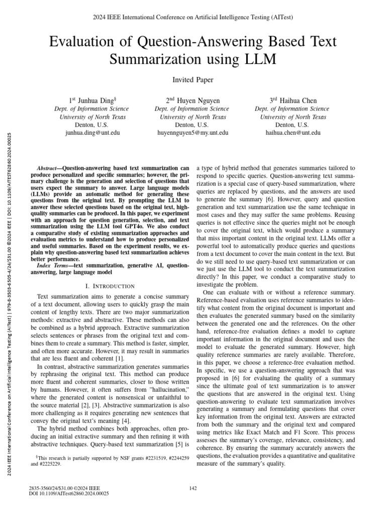 Question-Answering Text Summarization Using LLM | PDF | Cognitive Science | Artificial Intelligence