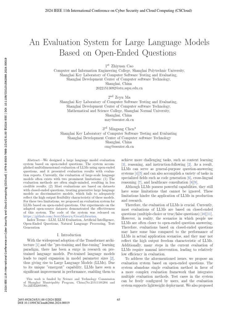 An_Evaluation_System_for_Large_Language_Models_based_on_Open-Ended_Questions | PDF | Cognitive ...