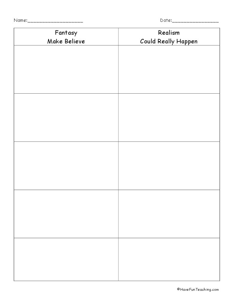 Graphic Organizers Fantasy and Realism | PDF | Business | Social Science