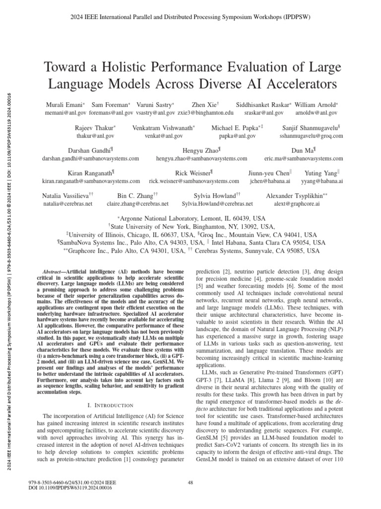 Toward A Holistic Performance Evaluation of Large Language Models Across Diverse AI Accelerators ...