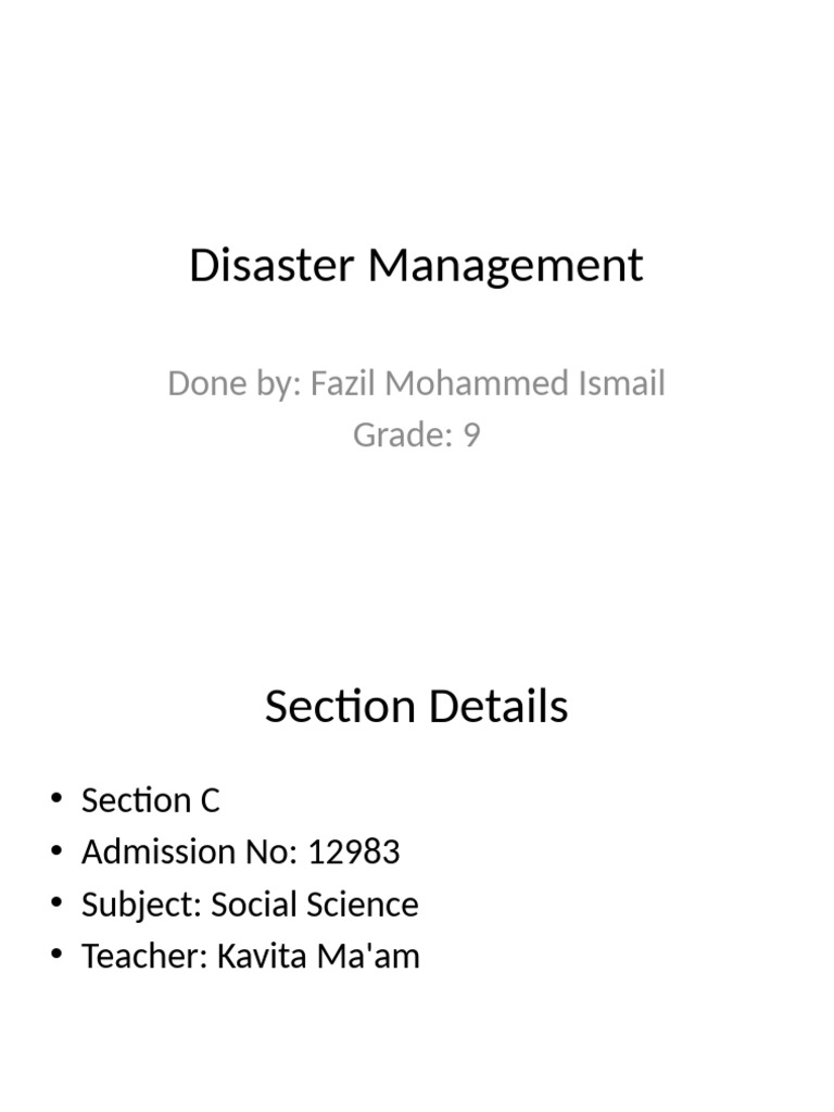 Disaster Management Presentation | PDF