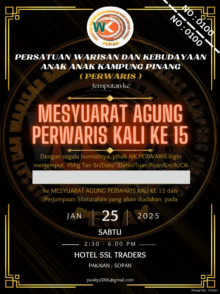 Kad Jemputan Mesyuarat Agung WARISAN 2024 | PDF