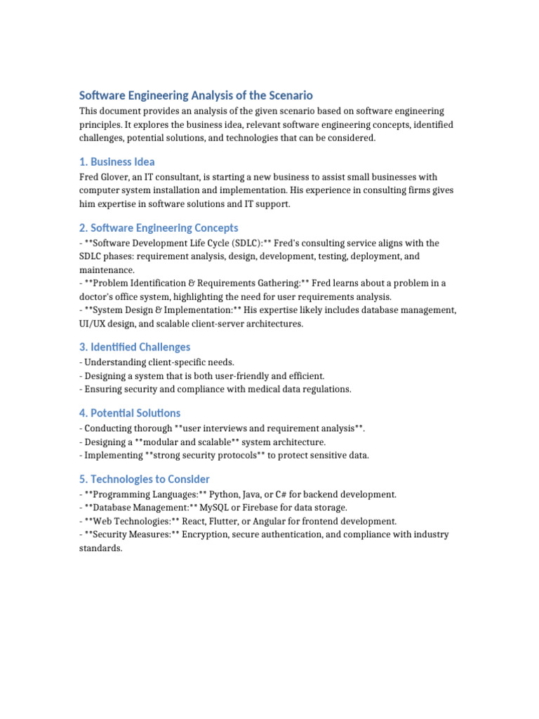 Software Engineering Analysis Overview | PDF