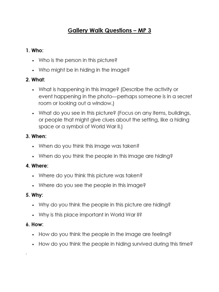 Gallery Walk Questions | PDF