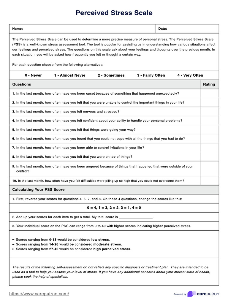 Perceived Stress Scale | PDF | Stress (Biology) | Psychology