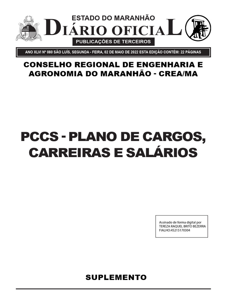 PCCS Plano de Cargos Carreiras e Salarios 2022 | PDF | Gestão de recursos humanos | Férias ...