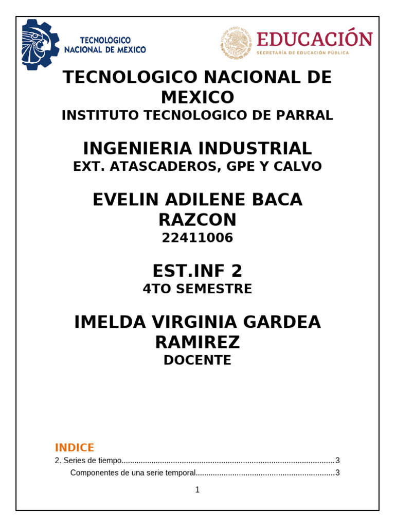 Estadistica Inf2.Evelin Adilene Baca Razcon | PDF | Series de tiempo ...