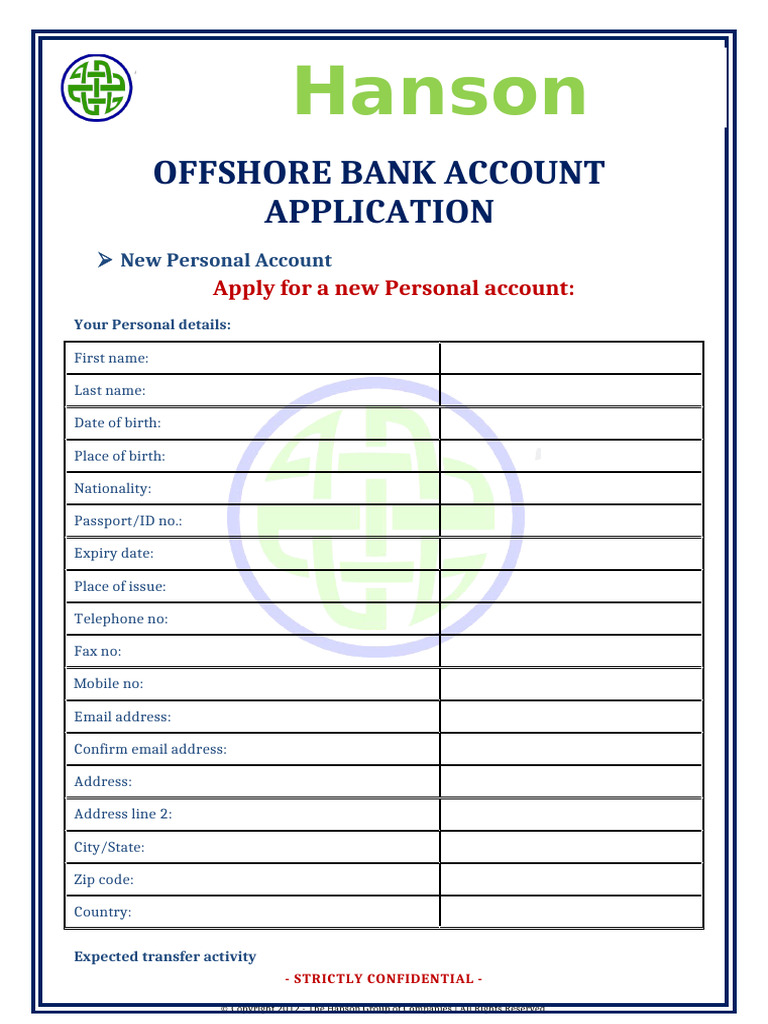 HGC Offshore Bank Account Application Form Personal | PDF | Arbitration ...