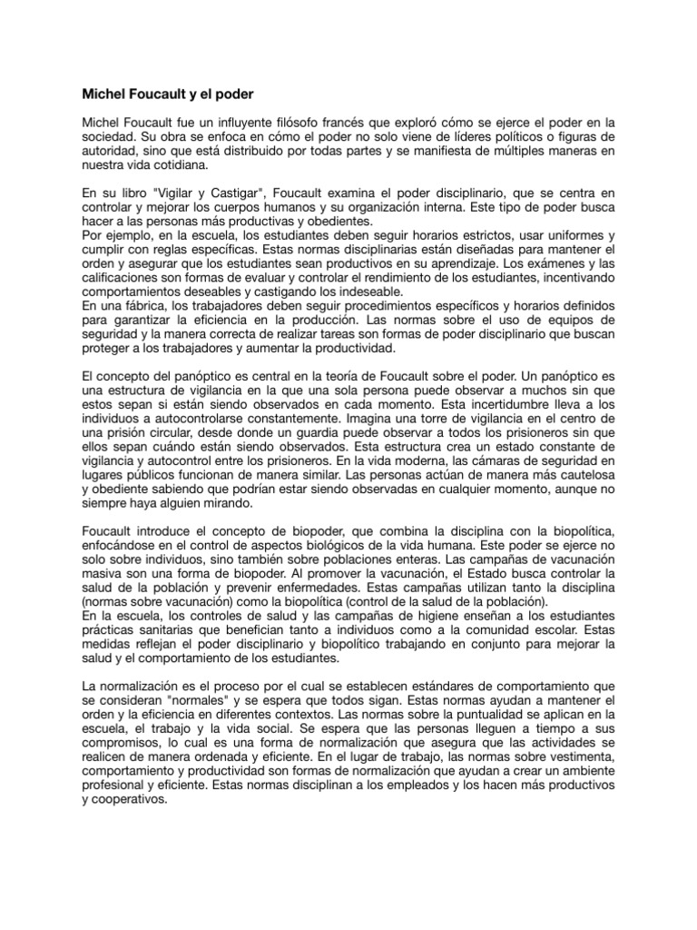 Foucault: Poder y Control Social | PDF | Comportamiento | Michel Foucault