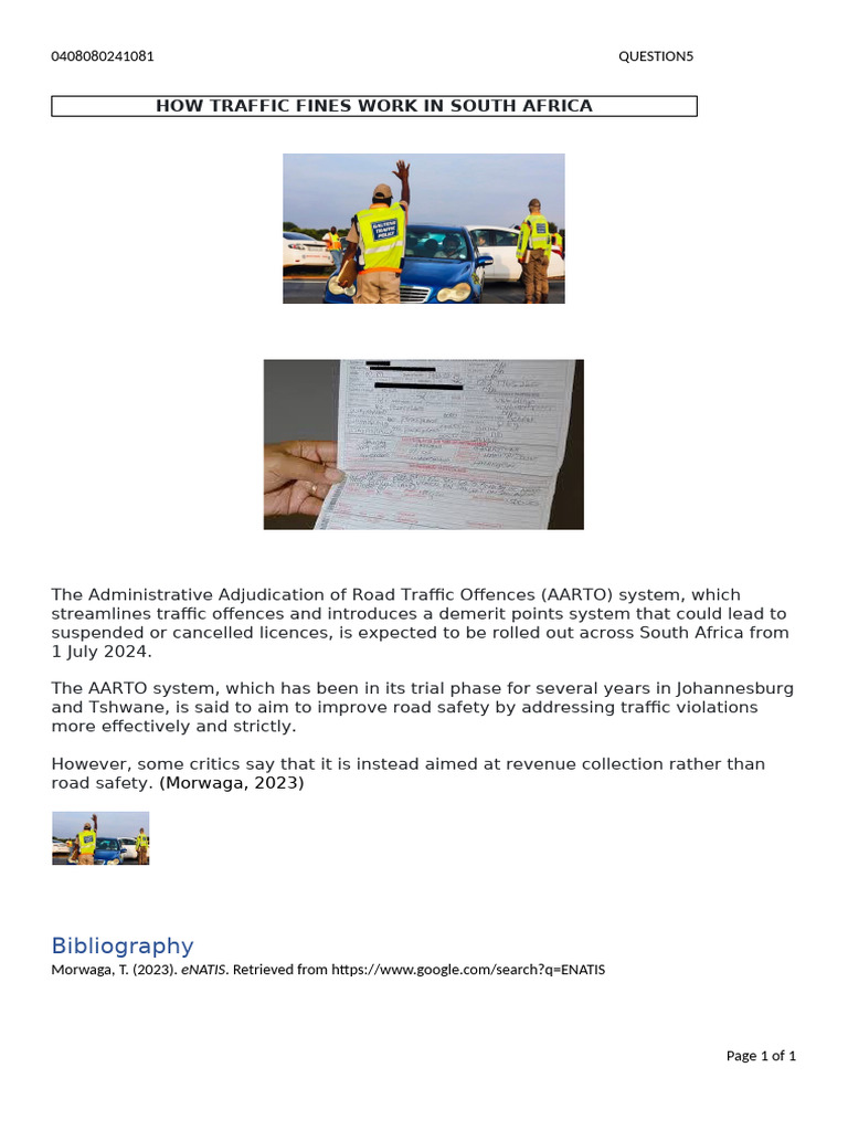How Traffic Fines Work in South Africa | PDF