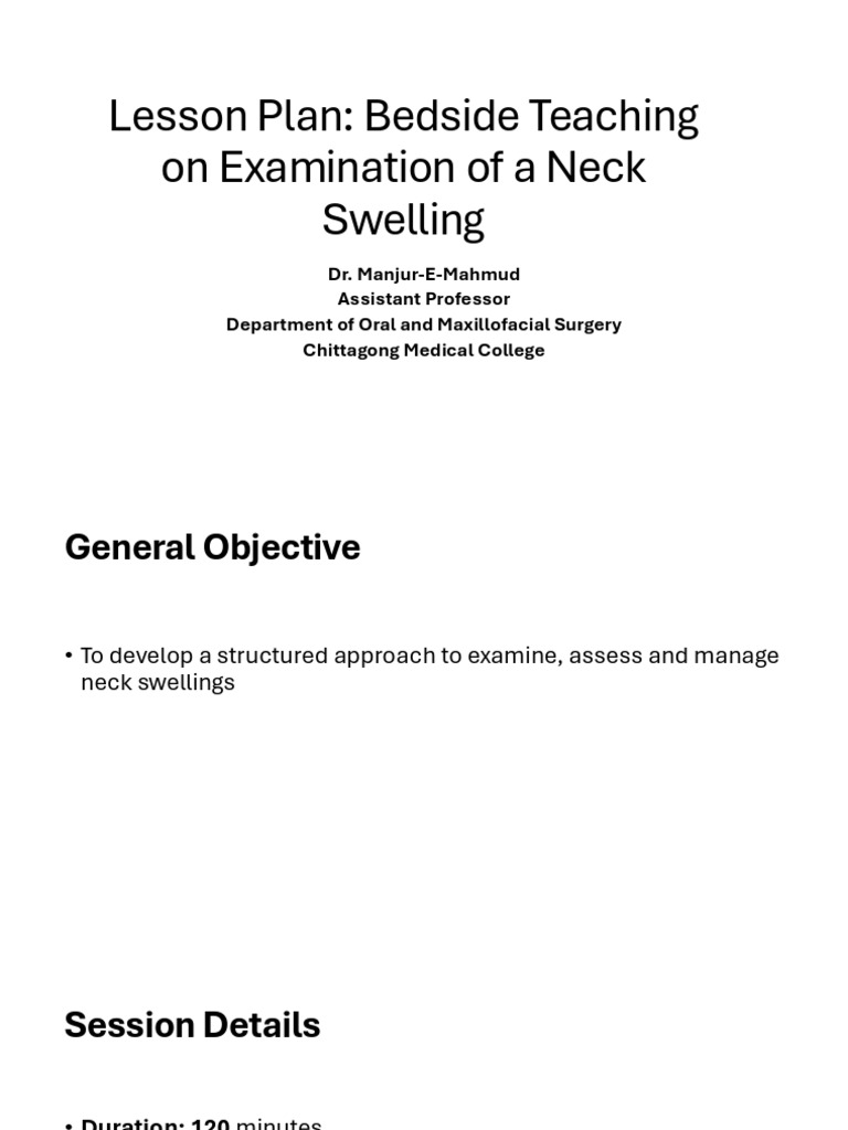 Neck Swelling Examination Lesson Plan | PDF | Thyroid | Medical Specialties