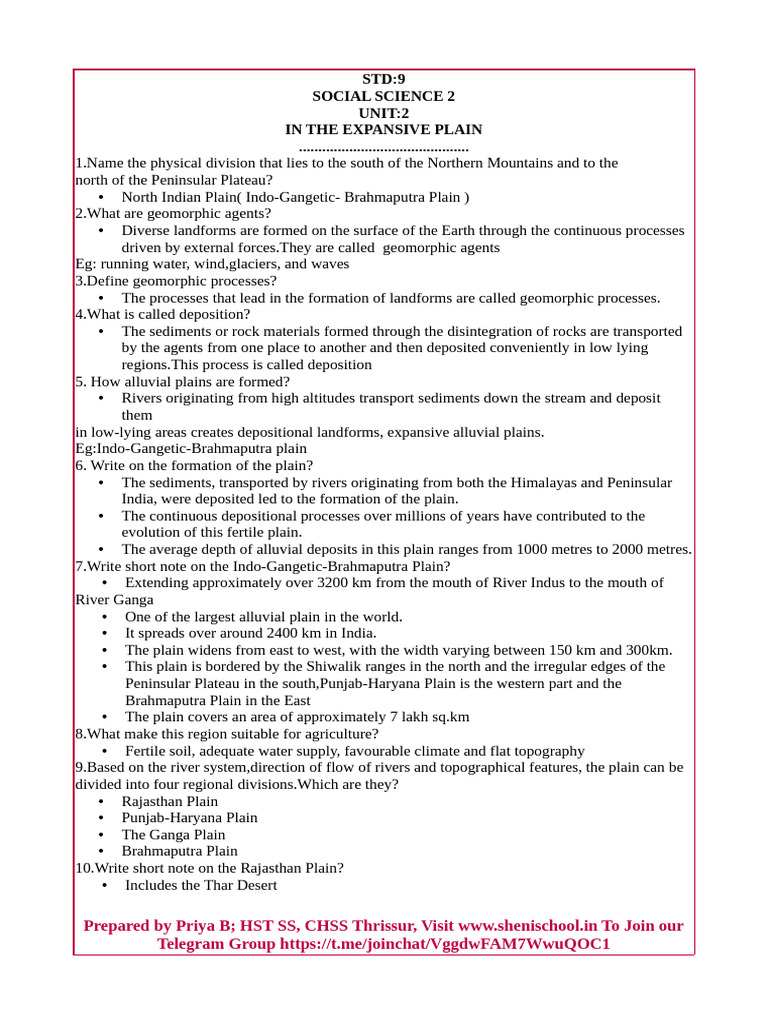 CHAPTER - 2 - IN THE EXPANSIVE PLAIN-Question & Answers | PDF | Monsoon ...