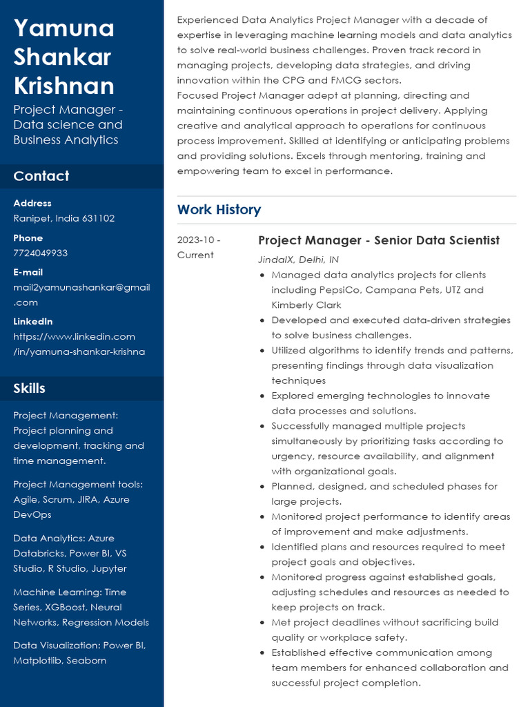 Yamuna Shankar_Krishnan_Resume_2-6 | PDF | Data Analysis | Analytics