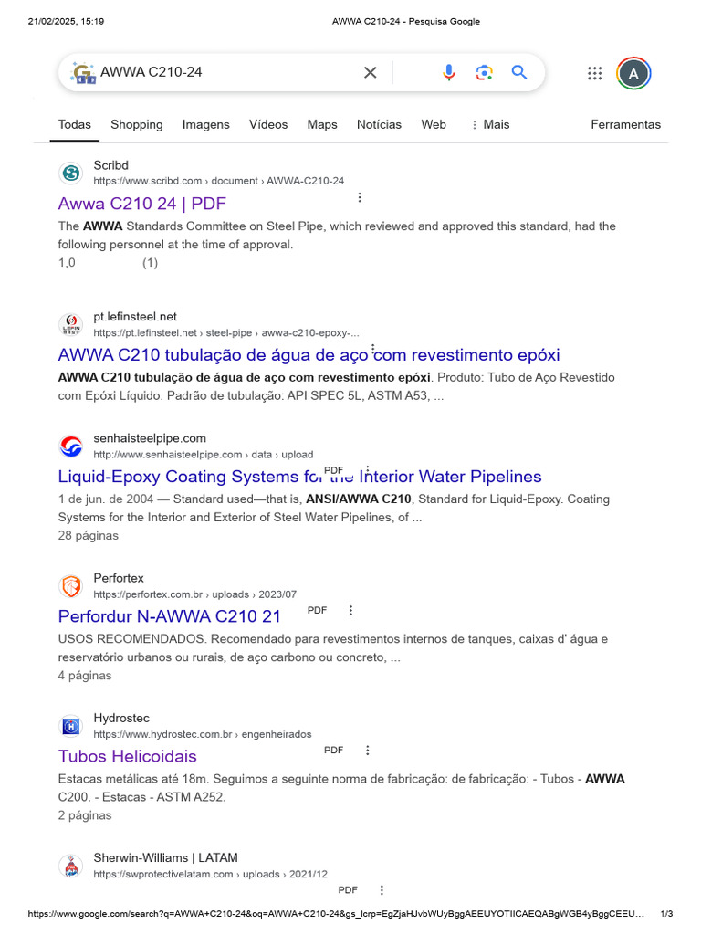 AWWA C210-24 - Pesquisa Google | PDF | Materiais | Materiais de construção