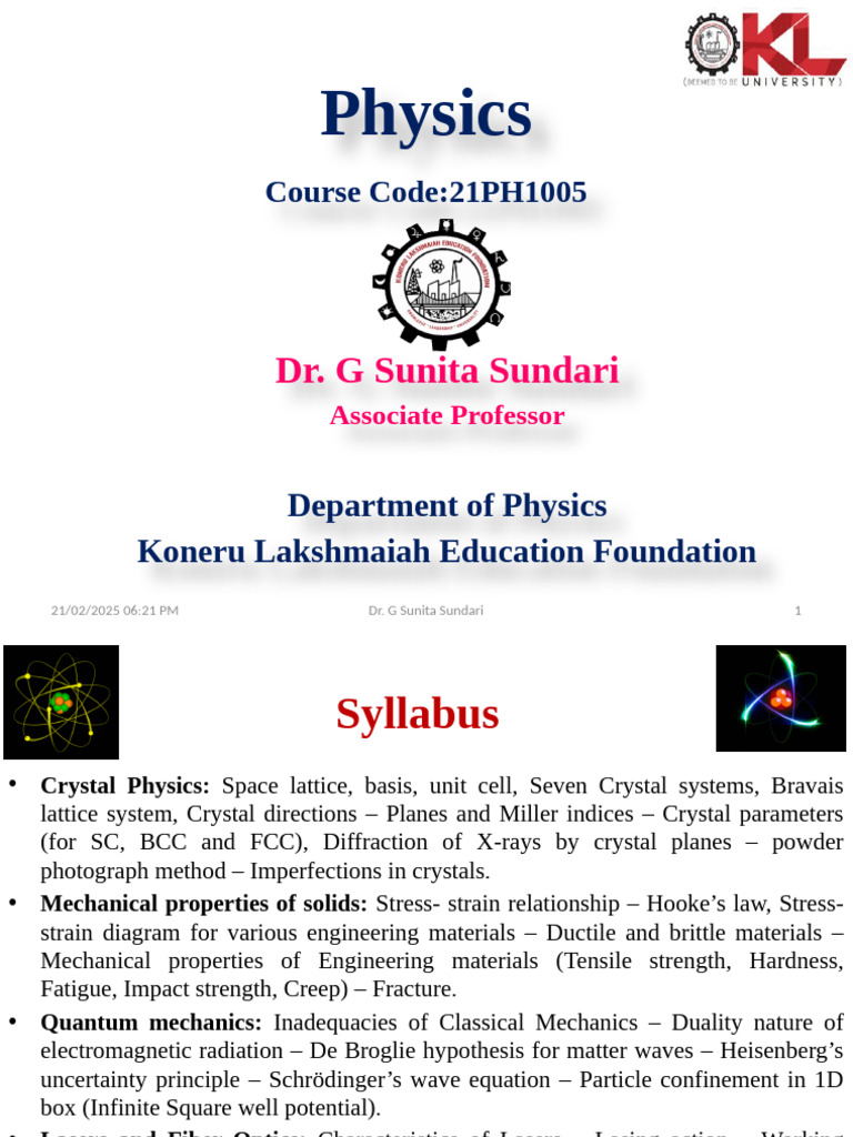 Physics Syllabus: Crystallography & Mechanics | PDF | Crystal Structure ...