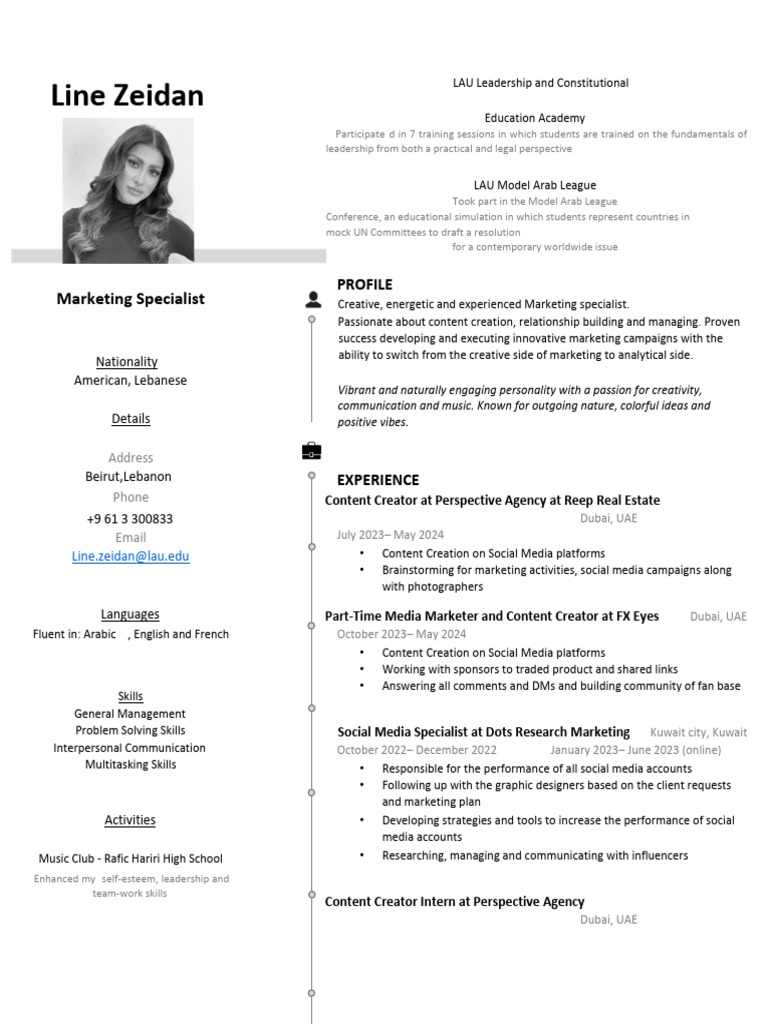 Cv (1) | PDF | Lebanon | Human Communication