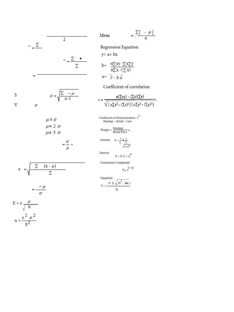 B Math and Stat Formulas-2 | PDF | Standard Score | Multivariate Statistics