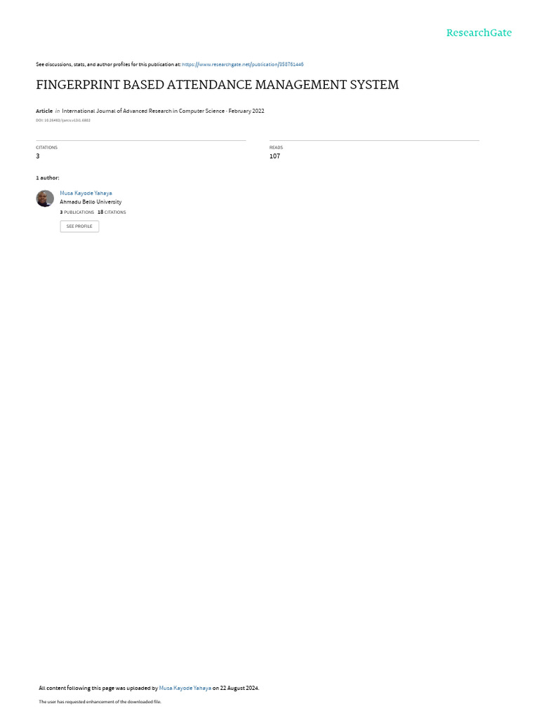 Fingerprint Attendance Management System | PDF