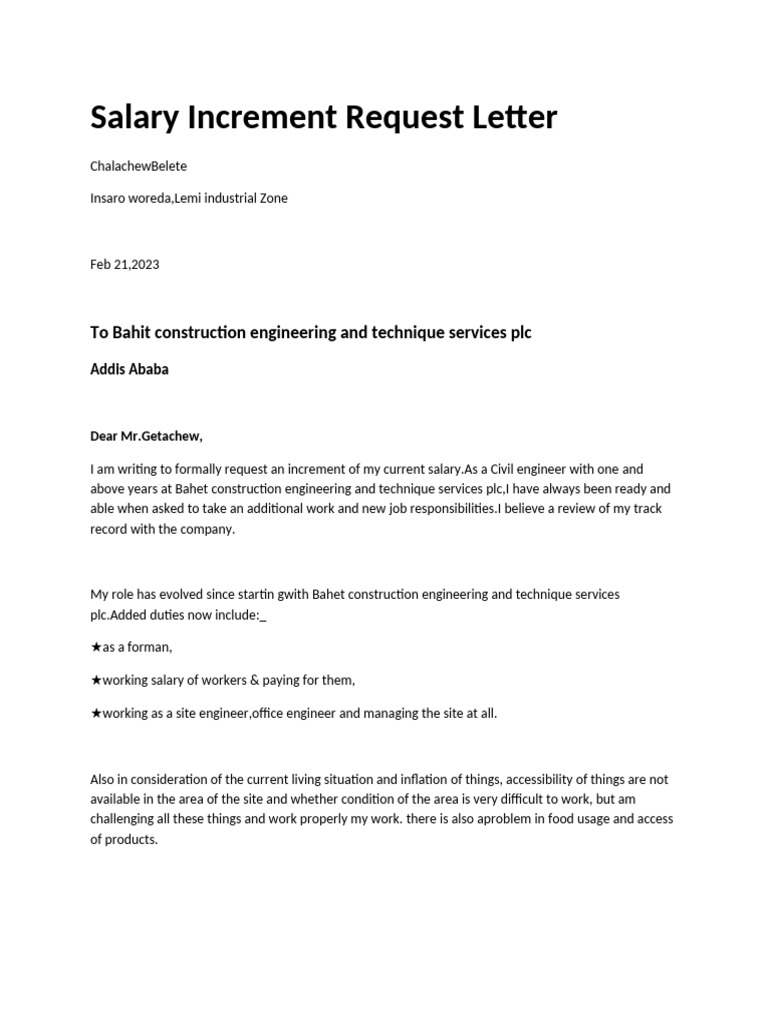 Salary Increment Request by Engineer | PDF