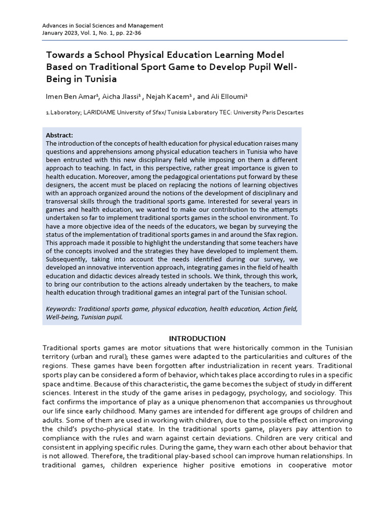 Towards A School Physical Education Learning Model Based On Traditional ...