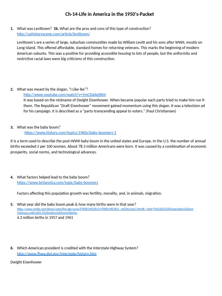 America in The 1950s Packet | PDF