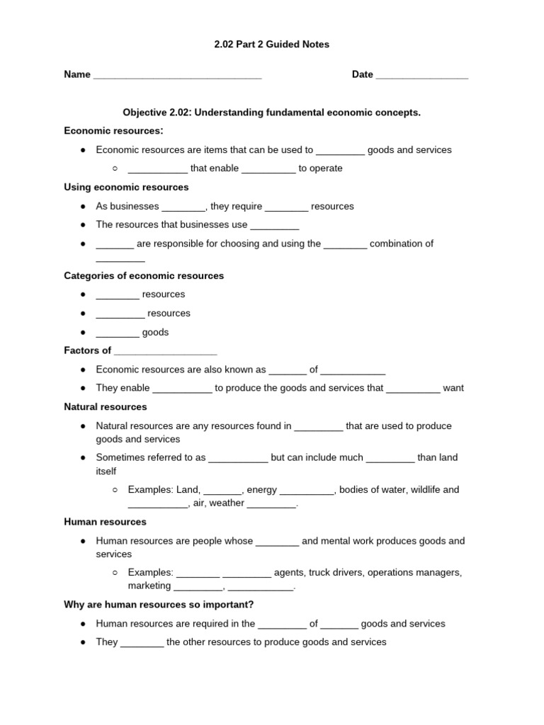 2.02 Part 2 Guided Notes V2 | PDF | Goods | Economics