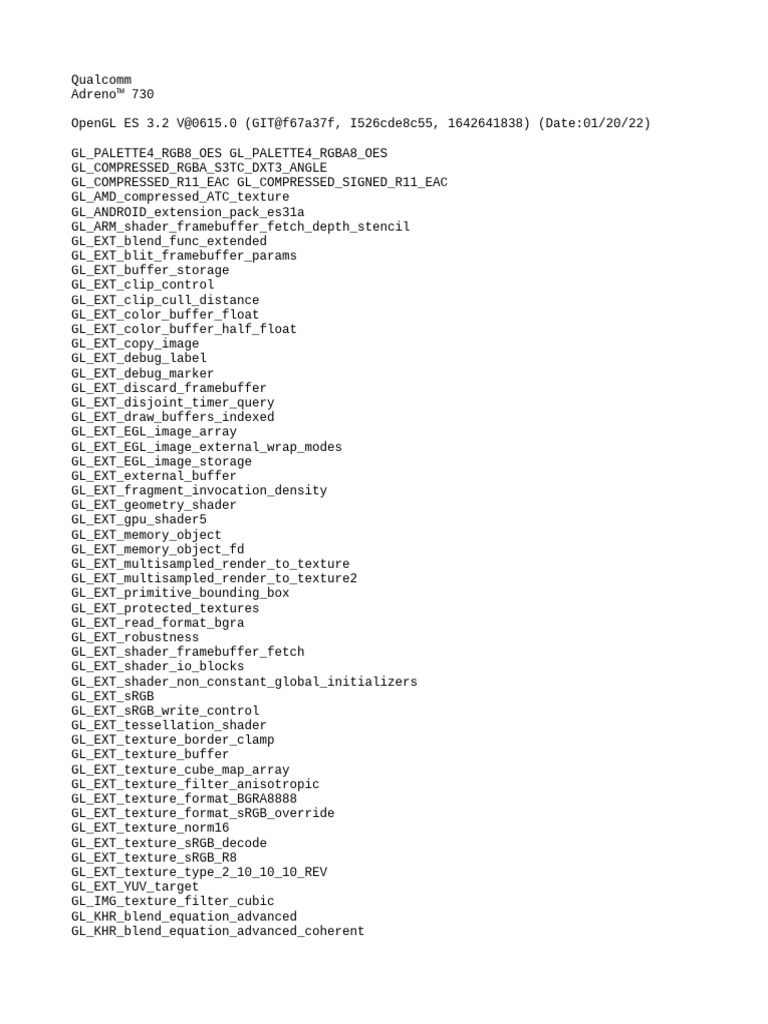 GL Extensions Snapdragon 8 Gen 1 | PDF | System On A Chip