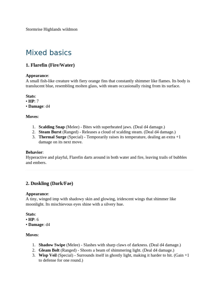 Stormrise Highlands Wildmon | PDF | Predation | Fires