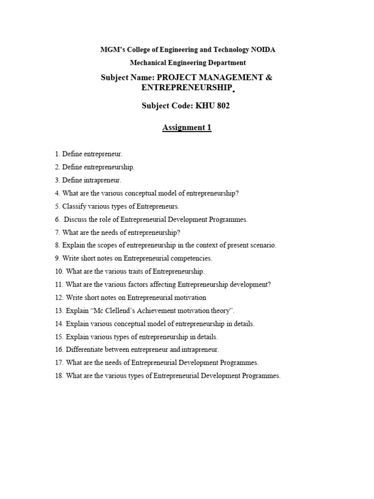 KHU 802 - QB - Assignment 01 | PDF
