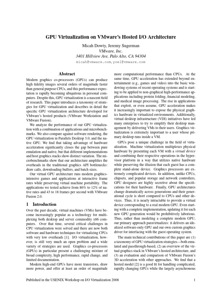 vmware-gpu-virtualisation | PDF | Graphics Processing Unit | Virtualization