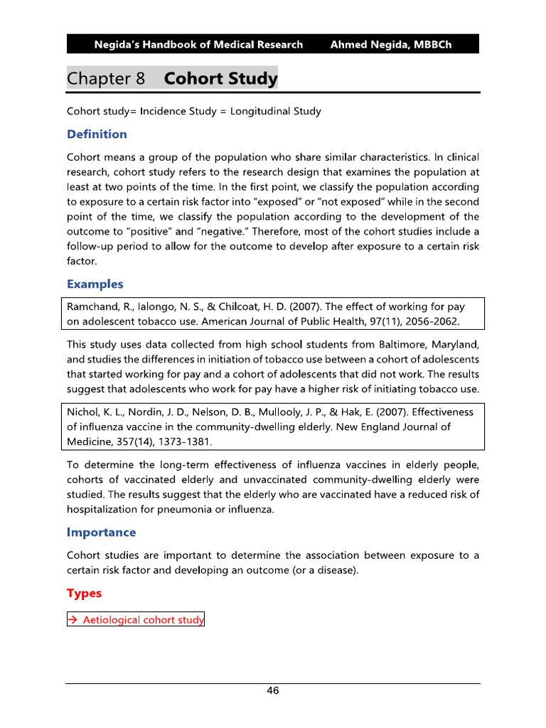 Chapter 8, Cohort Study | PDF