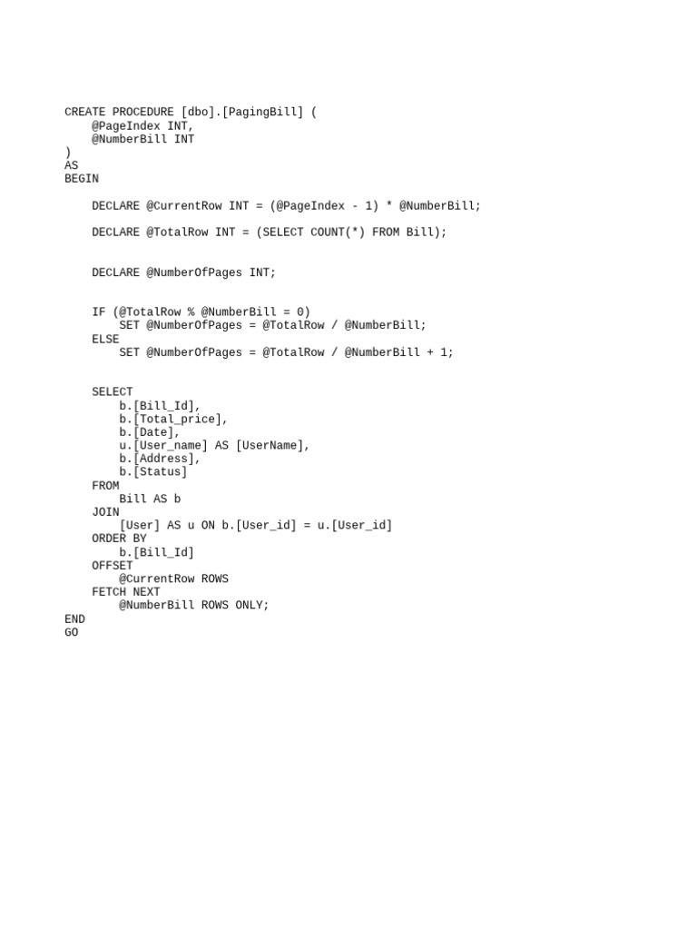 SQL Server Paging Procedure | PDF