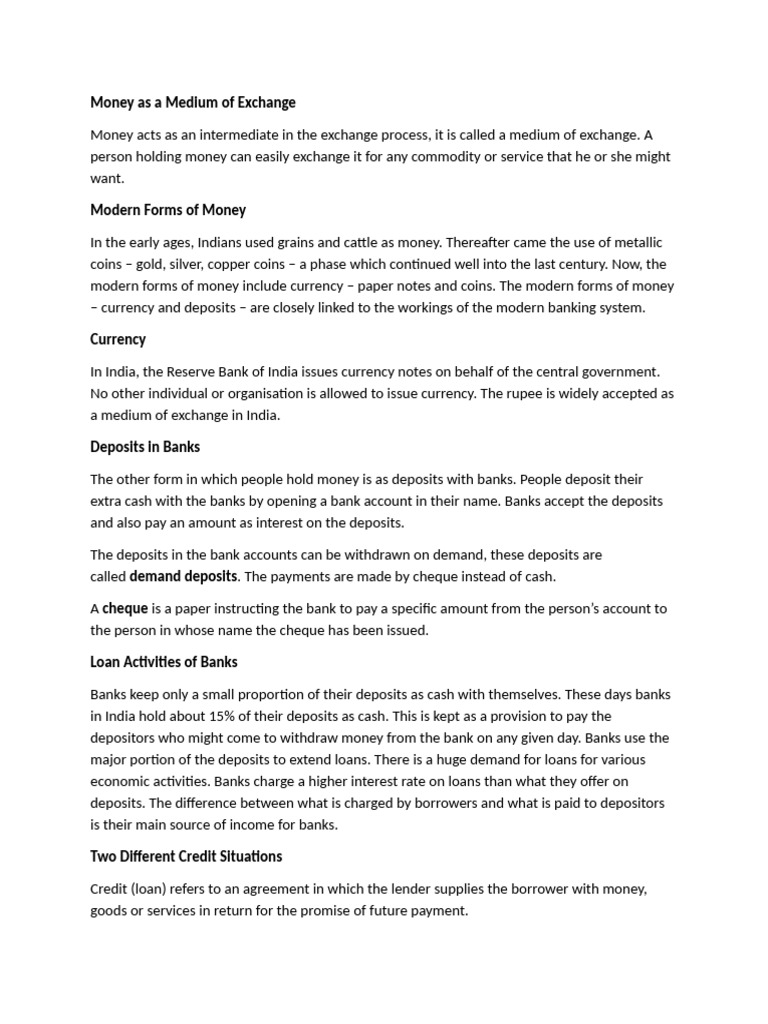 Understanding Money and Credit in India | PDF | Loans | Money