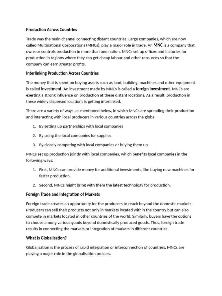 Interlinking Production Across Countries | PDF | Multinational ...