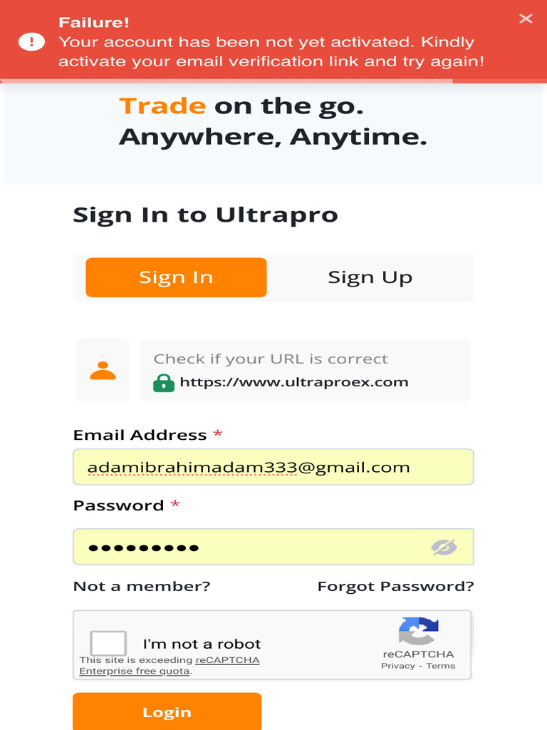 Ultrapro Mobile Trading Login Issues | PDF