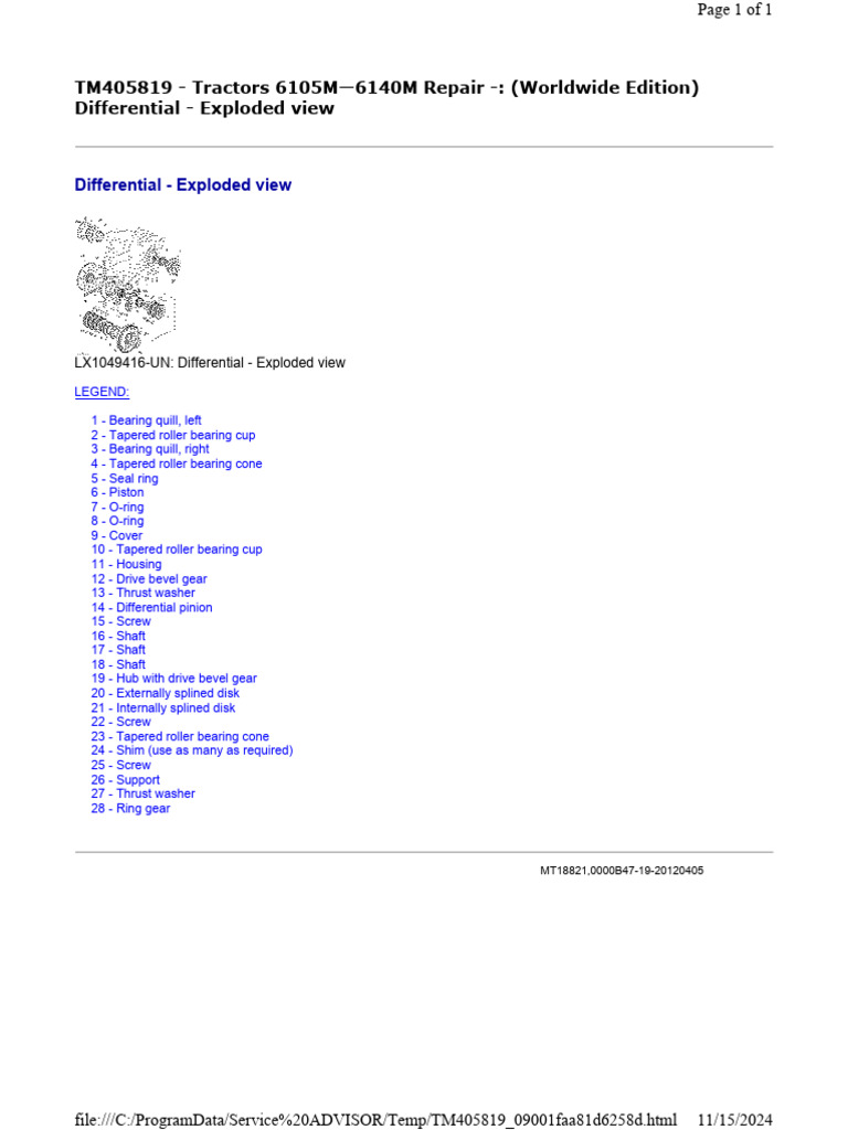 Differential - Exploded View Legned | PDF