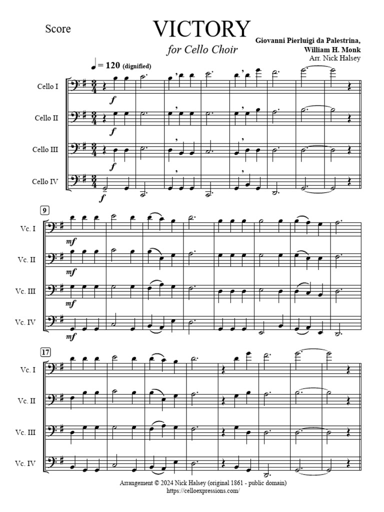 VICTORY Cello Choir Score | PDF