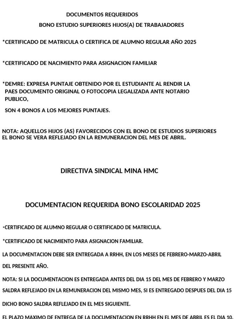 Documentos Requeridos | PDF