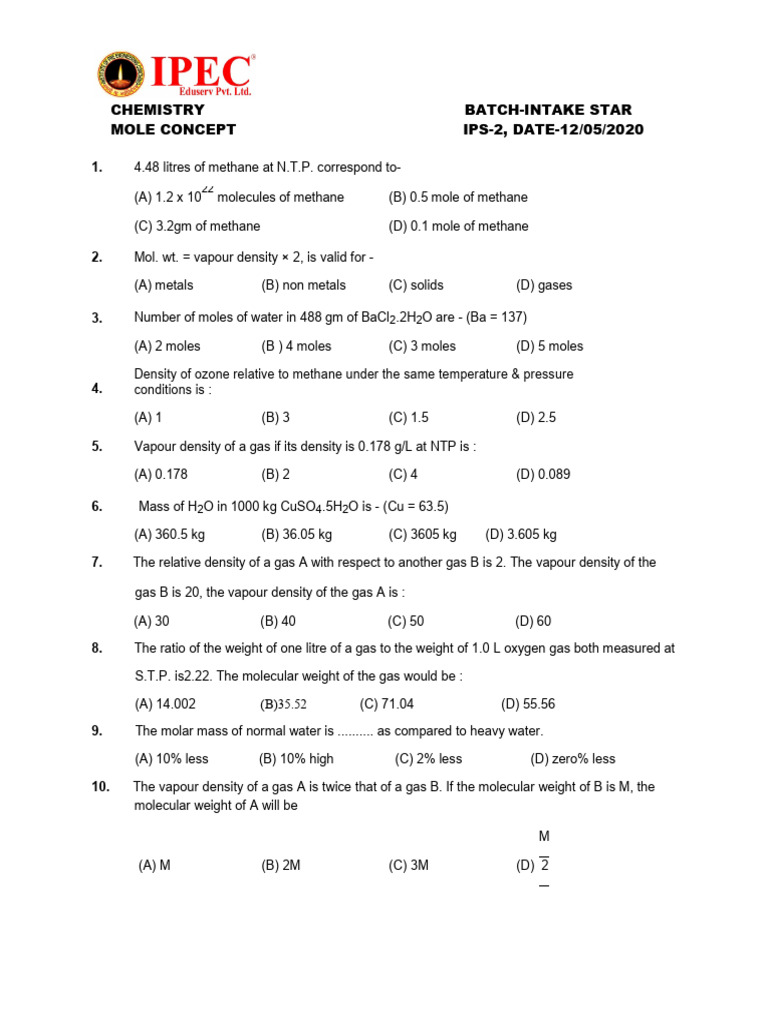 IPS-2 MOLE CONCEPT | PDF