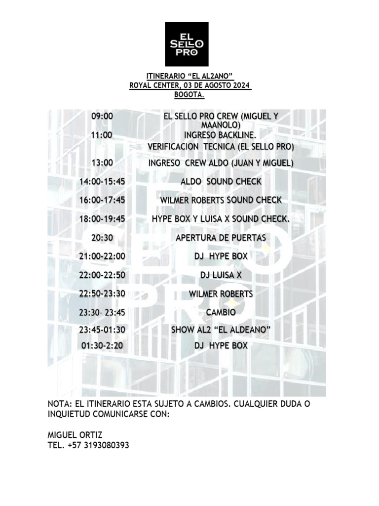 Itinerario Royal Center | PDF