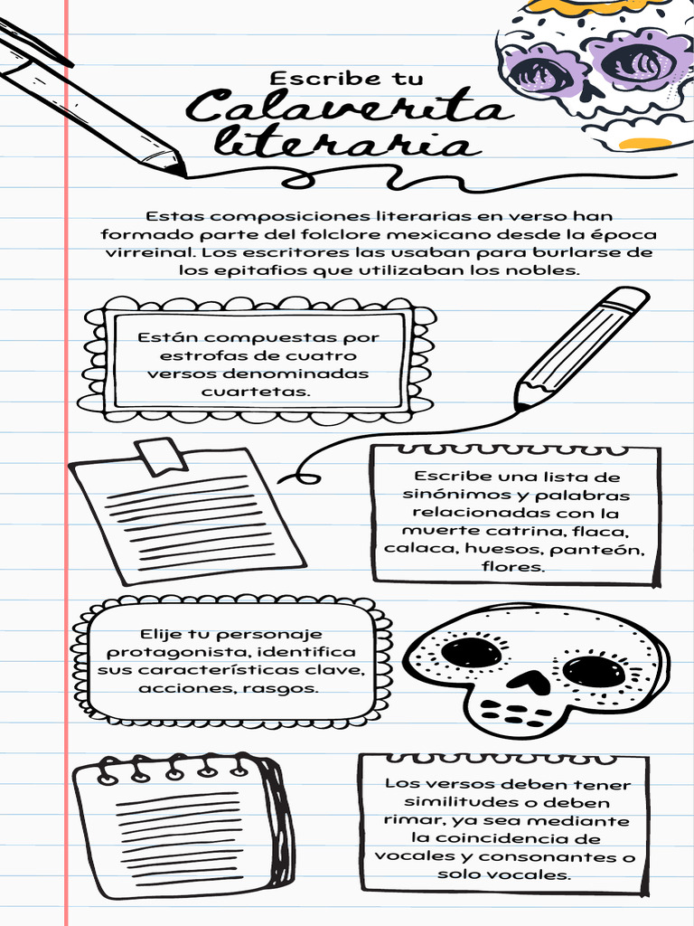 Infografía Calaverita Literaria Doodle Blanco y Negro.pdf | PDF