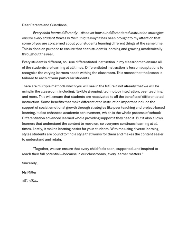 Differentiated Instuction Newsletter | PDF