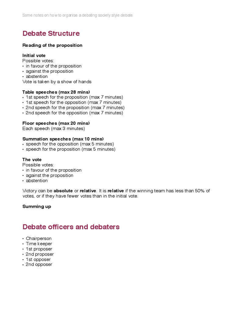 Debate Structure | PDF | Government | Public Sphere