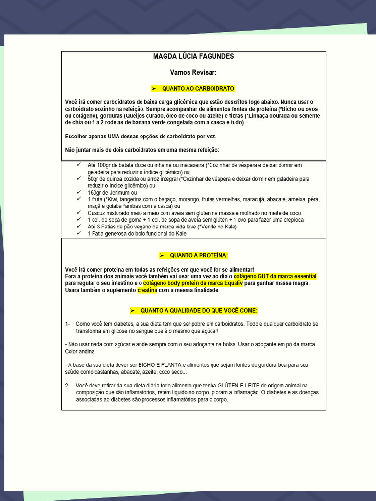 Plano Alimentar para Diabetes e Saúde | PDF | Leite | Diabetes