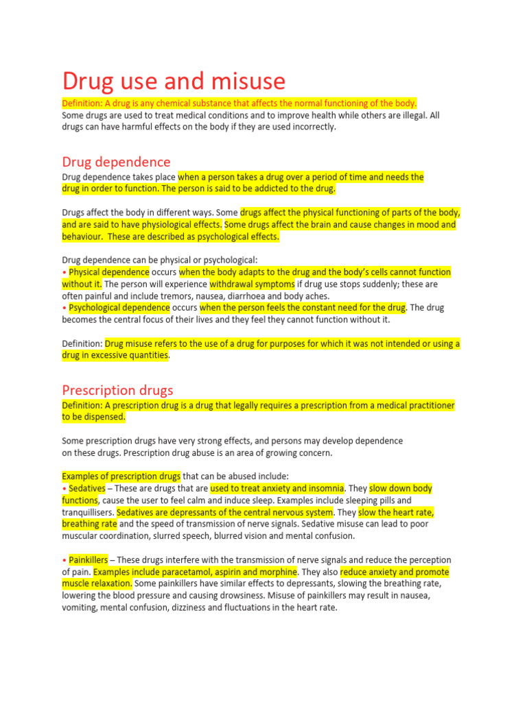 Drug Use and Misuse (Part Time HSB) | PDF | Substance Abuse | Substance ...