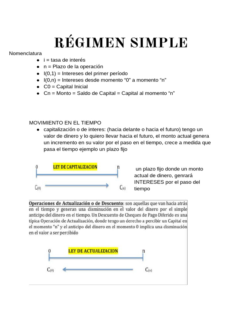 Régimen de Interés Simple Explicado | PDF